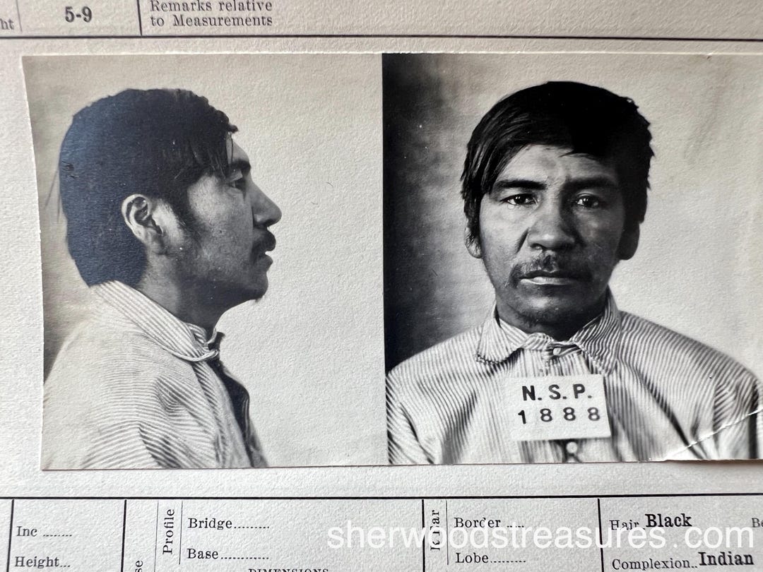 1916 Native American Ranch Worker Mug Shot Nevada State Police Prison ...