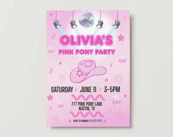 Pink Pony Club Birthday Invitation Template - Etsy