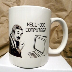 Hello Computer Coffee Mug - Black and White - Etsy