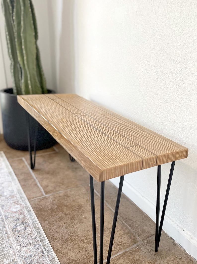 Modern Southwestern Entryway Bench: Rustic Oak Wood & Birch Ply, Walnut ...