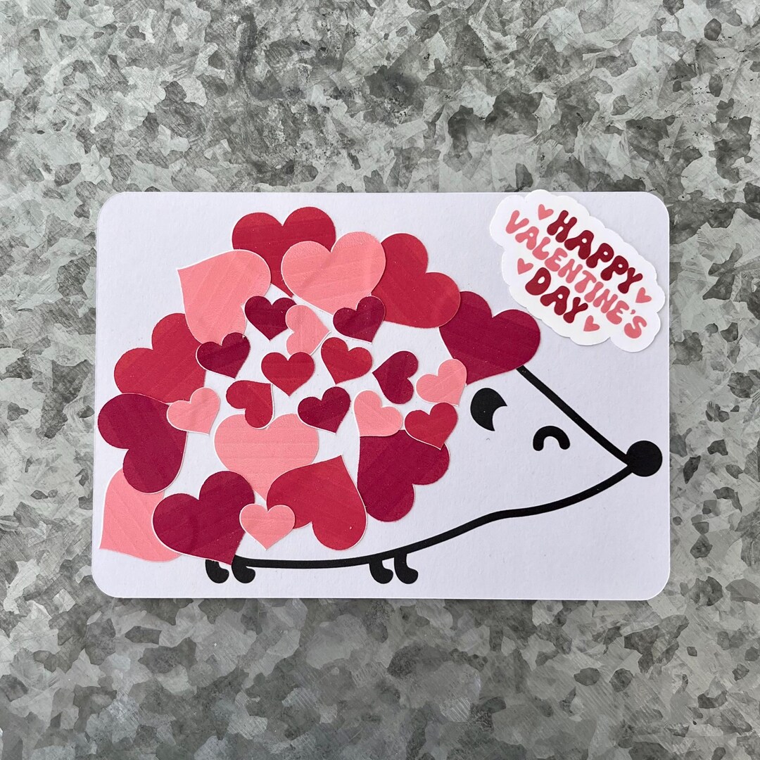 Valentine’s Day Hedgehog Kids Sticker Art - Etsy