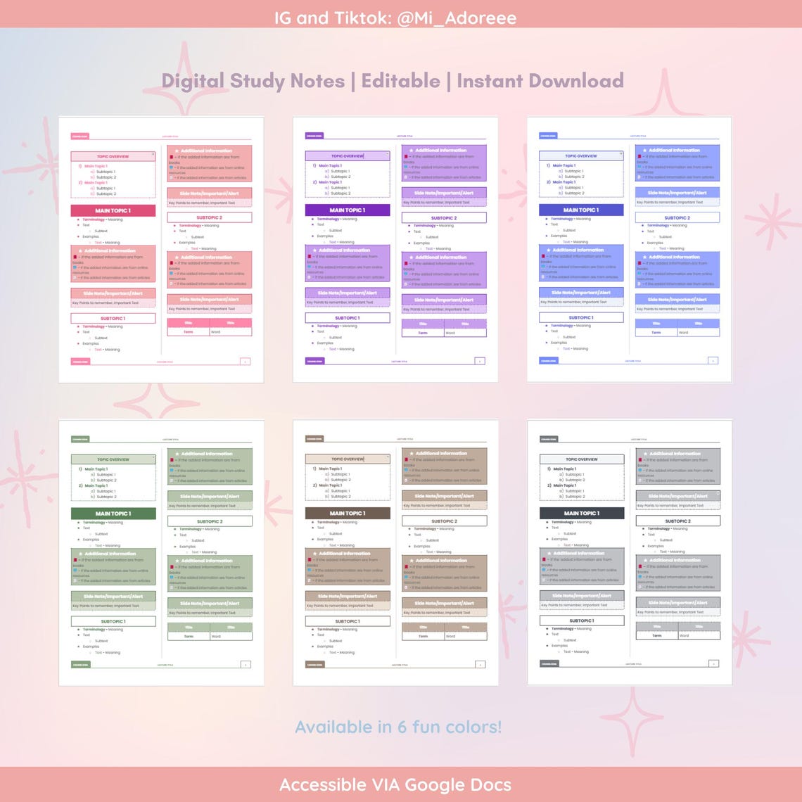 Minimalist Pastel Google Docs Note-taking Template (digital Download ...