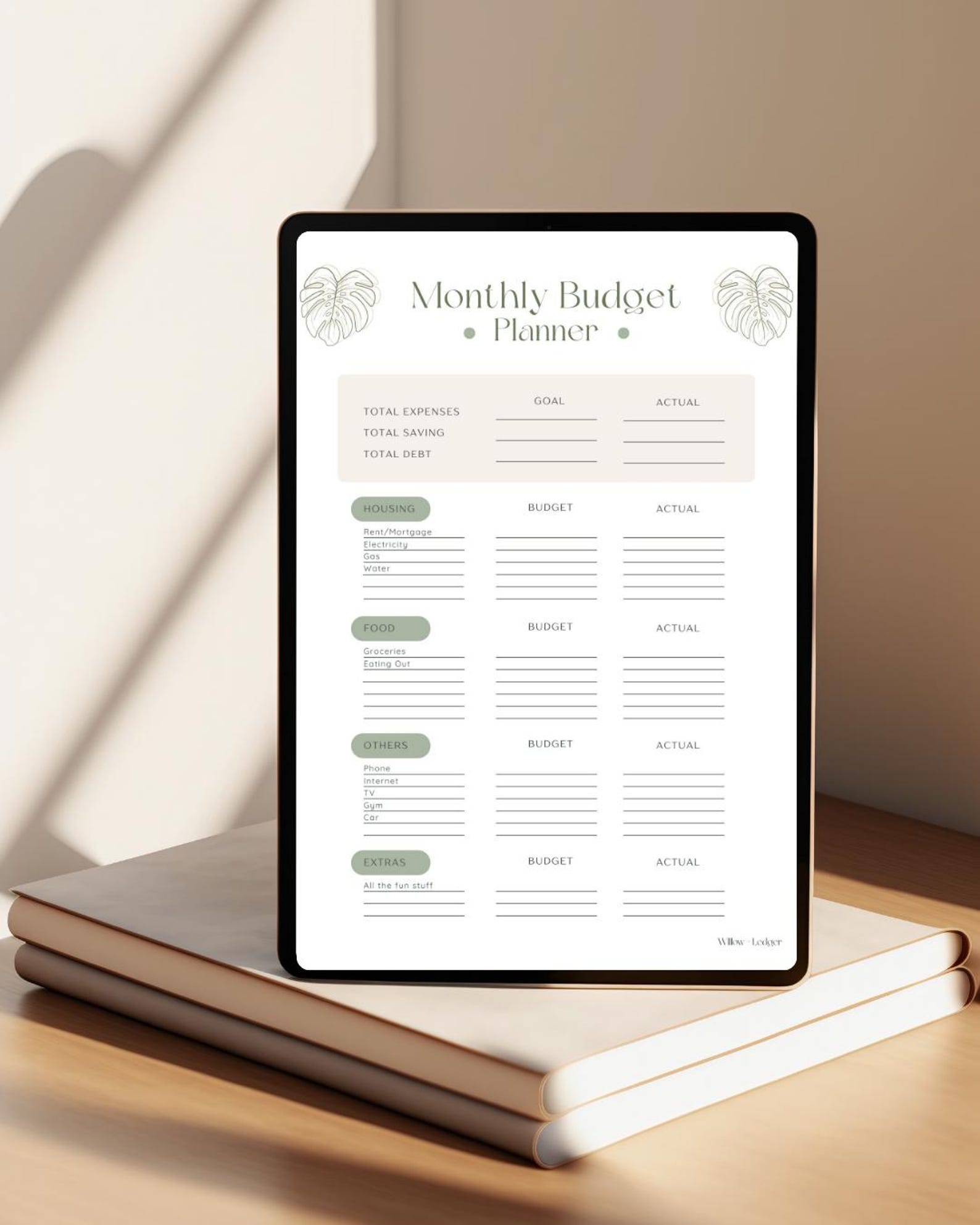 Printable Monthly Budget Planner | One-page Financial Tracker | Minimal ...