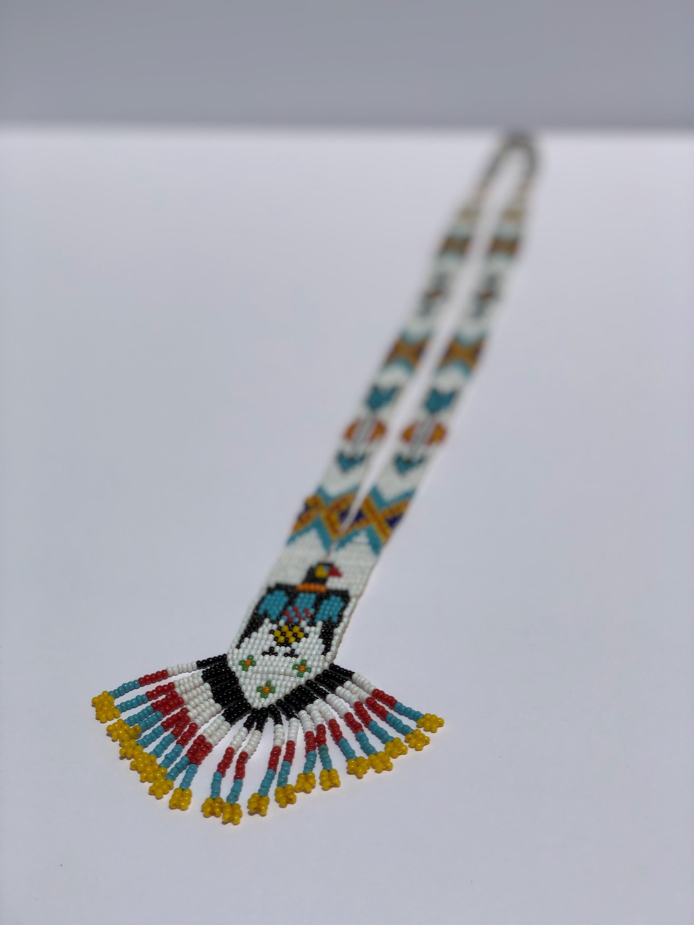Vintage Native American Thunderbird Beaded Necklace | Handmade Boho ...