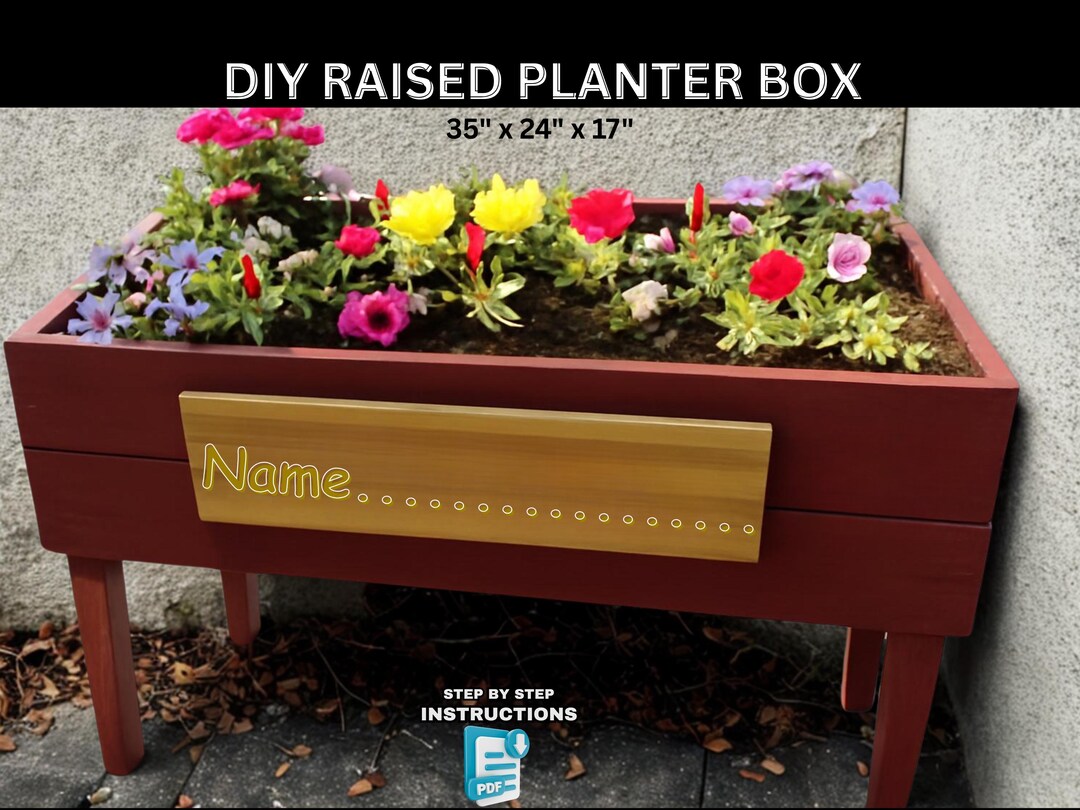 DIY Raised Planter Box Outdoor & Gardening Plans With PDF Instructions ...
