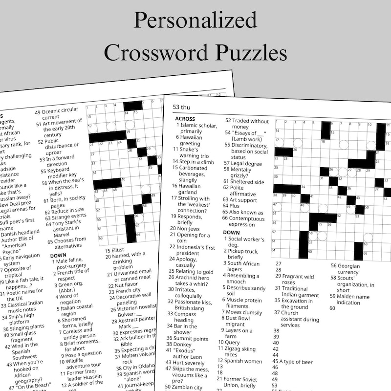 Custom Crossword Puzzle - Etsy
