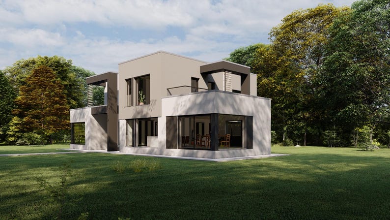Modern Villa Render - Etsy