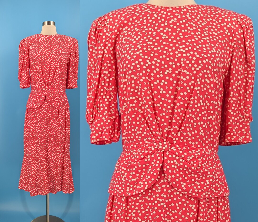 80s Pink Moon Print Jane Schaffhausen Belle France Rayon Print Dress ...