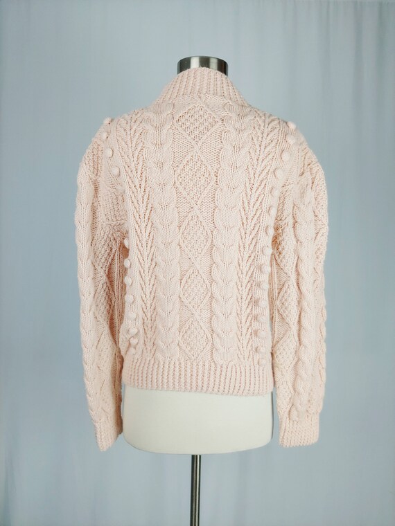 Vintage Eighties Sweater - 1980s Pale Pink Handmade C… - Gem
