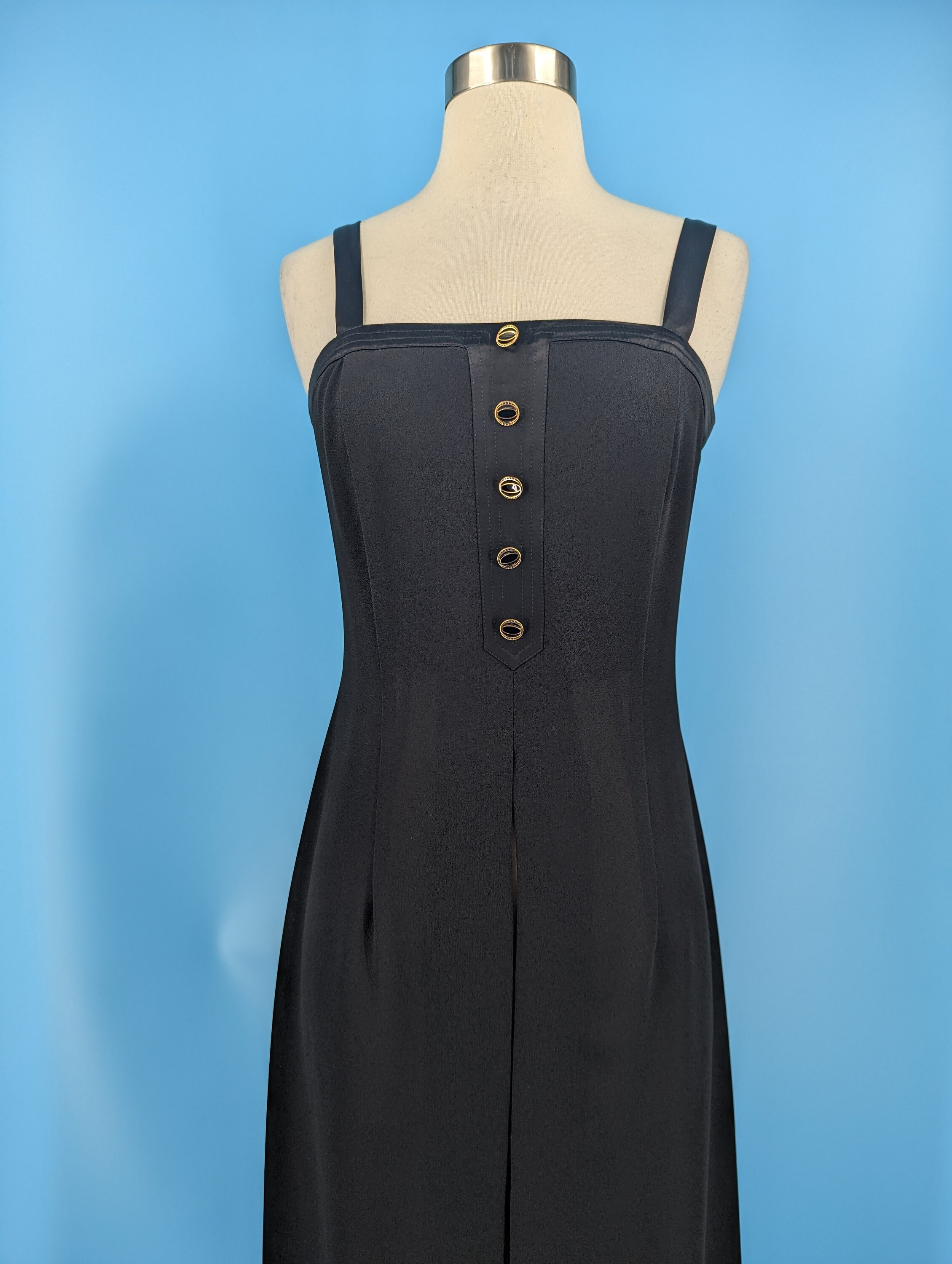 Nineties 90s Caché Joseph Ribkoff 4 Black Maxi Top/dress With Front ...