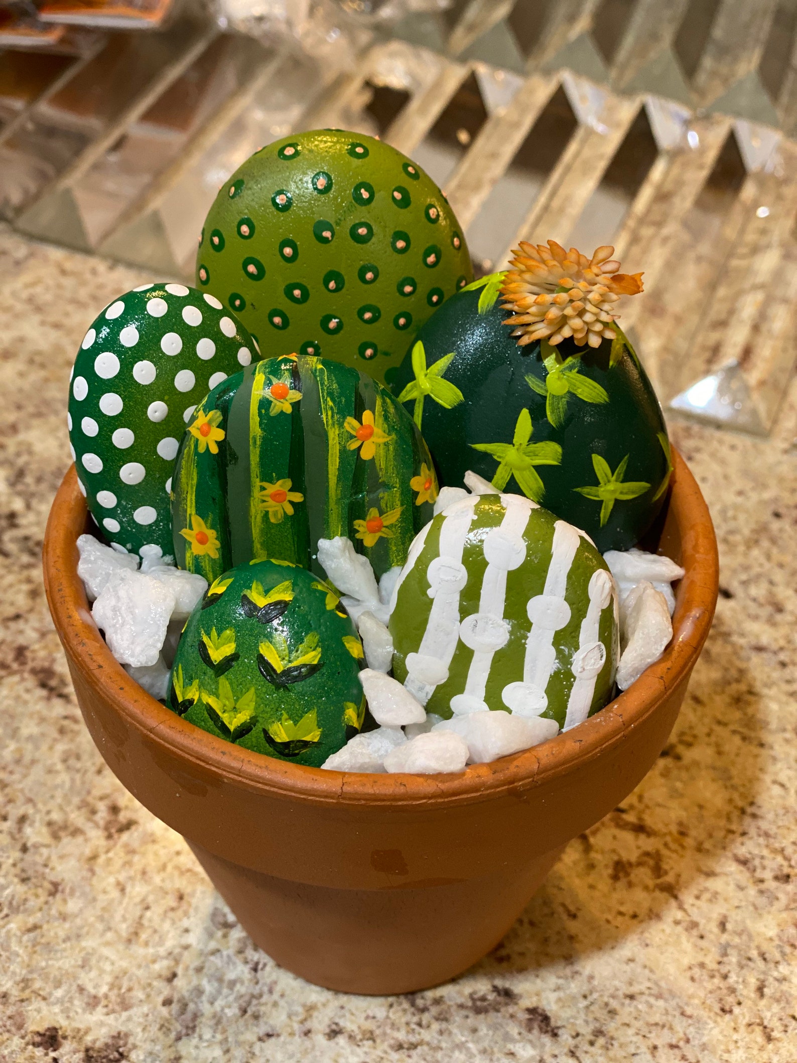 Hand Painted River Rocks /painted Rocks/ Hand Painted Cactus | Etsy