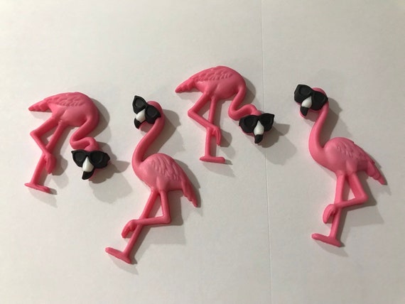 Think Pink Flamingo Magnets / Set of Four Flamingo Magnets / | Etsy