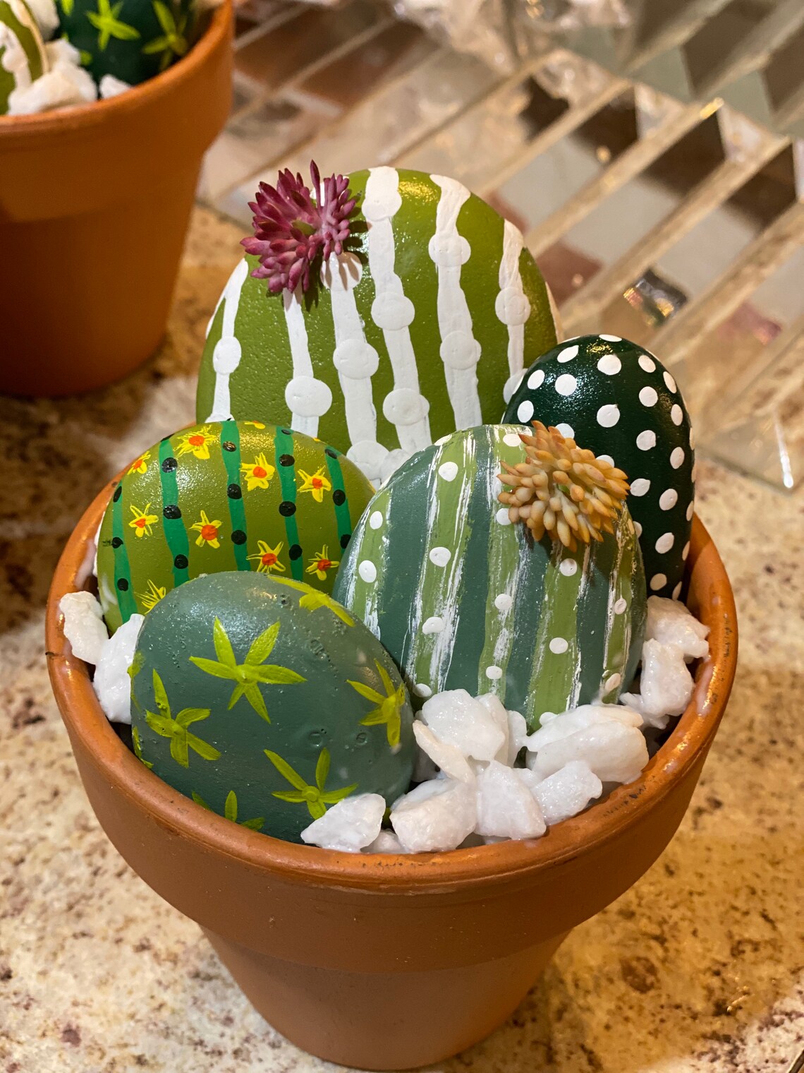 Hand Painted River Rocks /painted Rocks/ Hand Painted Cactus | Etsy