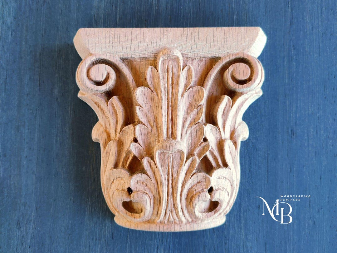 Wooden Capital: Acanthus Leaf & Scroll Decor for Column - Pilaster - Etsy