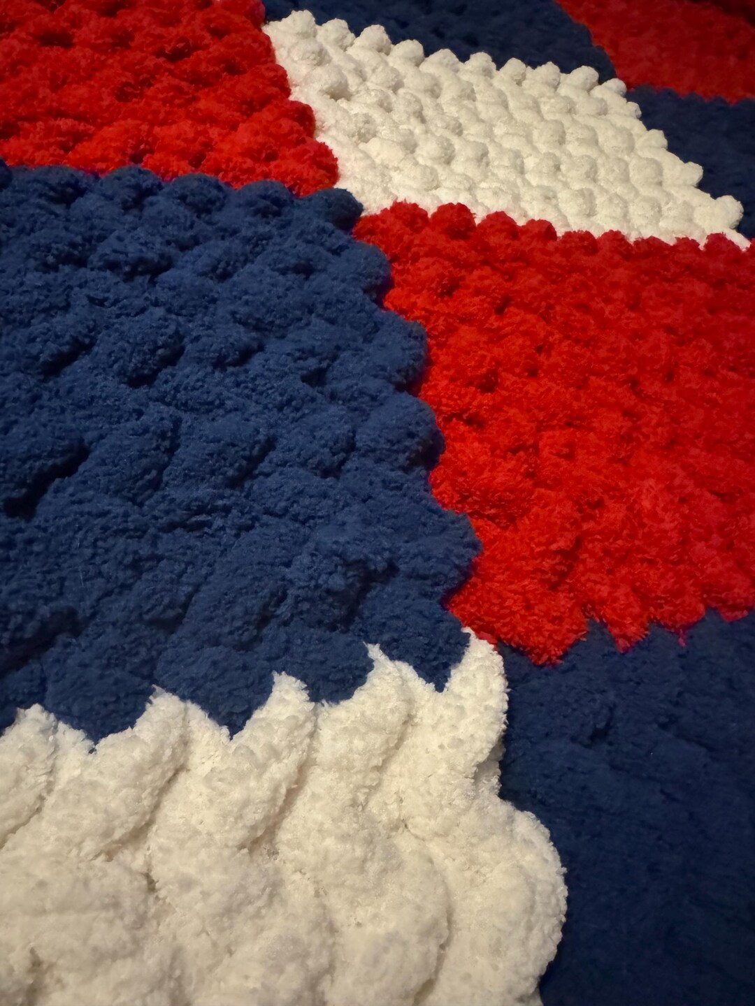 Red White and Blue Checkered Soft Cozy Handmade Chunky Blanket - Etsy