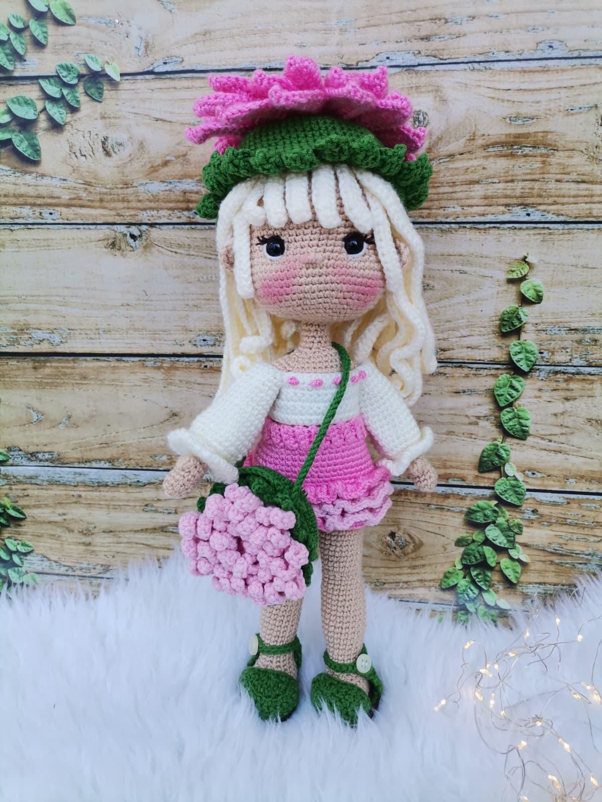 Crochet Flower Fairy Doll Amigurumi Pattern, Handmade Floral Girl Plush ...