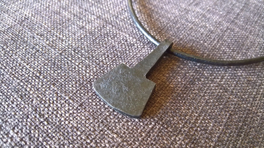 Thor Hammer Viking Mjolnir Small Necklace Handmade Forged Iron Rustic ...