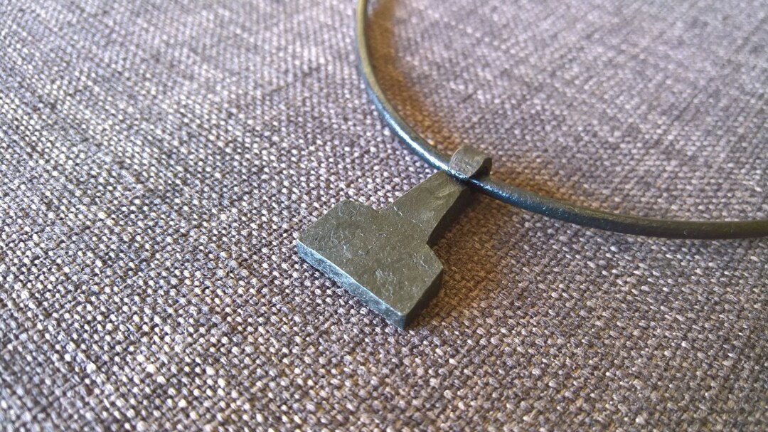 Thor Hammer Viking Mjolnir Small Necklace Handmade Forged Iron Rustic ...