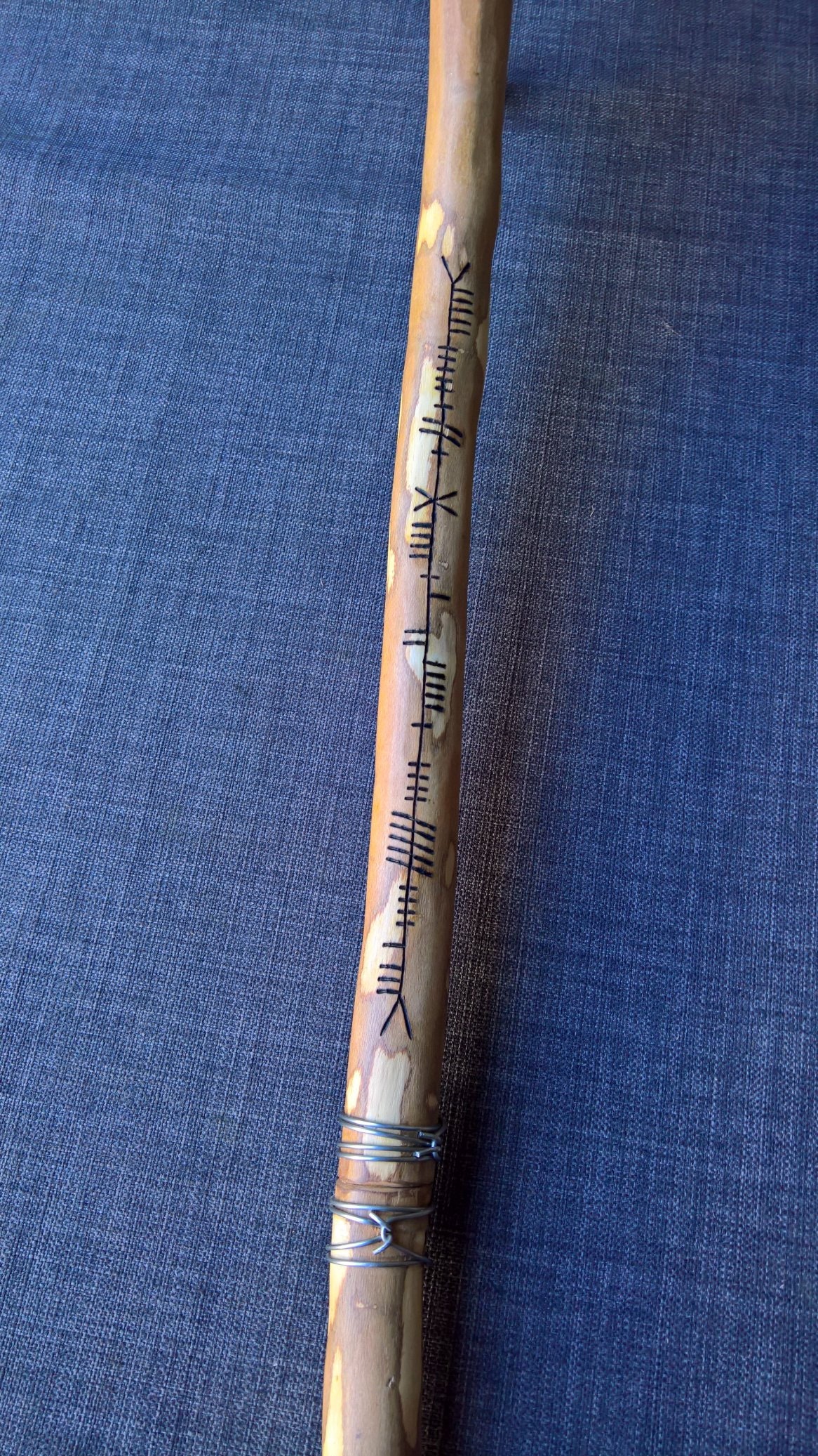 Walking Stick Wooden Staff Hiking Trekking Pole Collapsible Leather ...