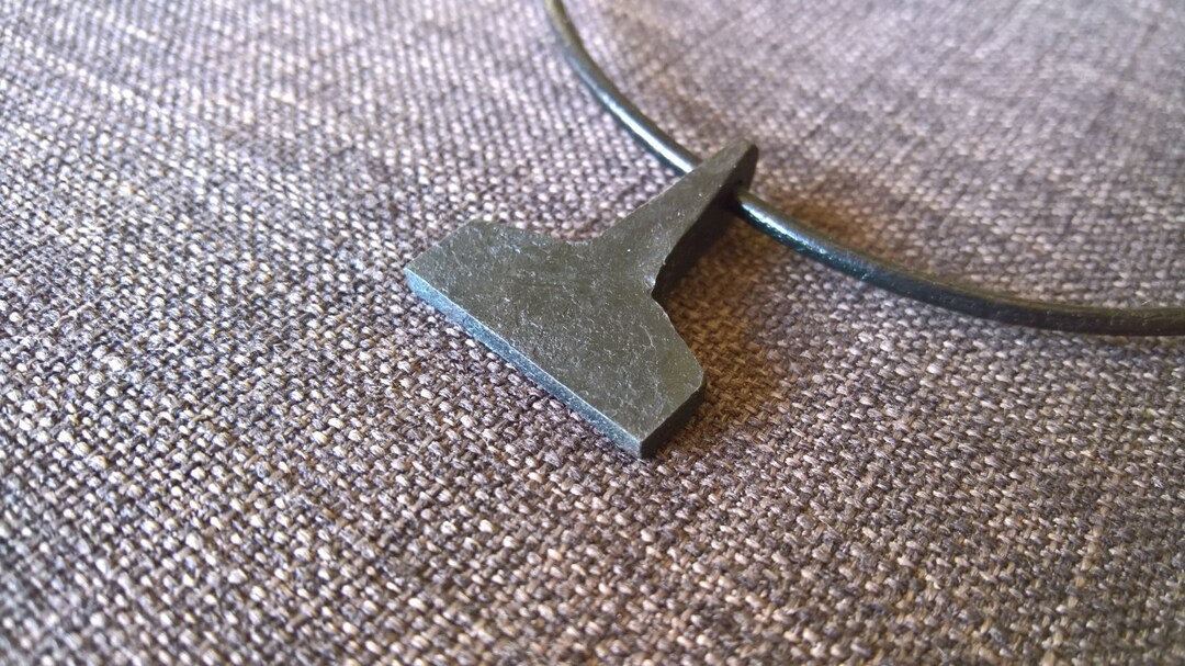 Thor Hammer Viking Mjolnir Small Necklace Handmade Forged Iron Rustic ...