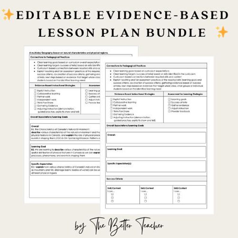 Editable Lesson Plan Template | Evidence-based Teaching (PDF Download ...