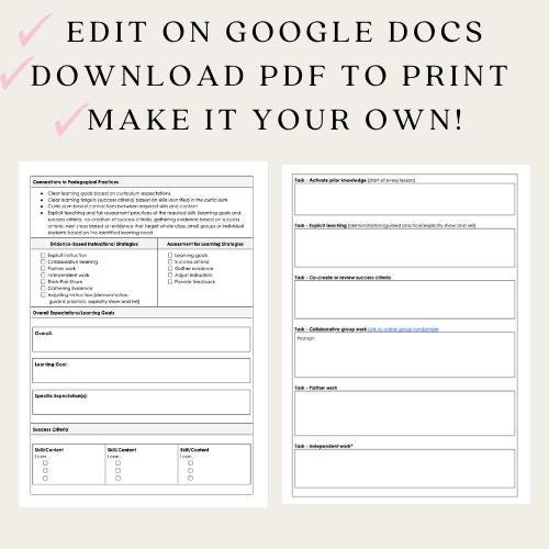 Editable Lesson Plan Template | Evidence-based Teaching (PDF Download ...
