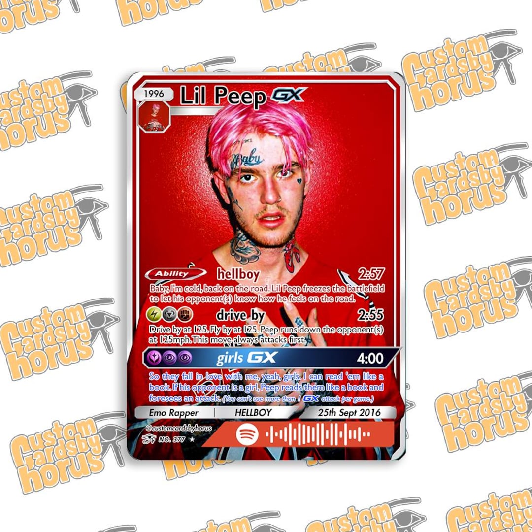 Lil Peep HELLBOY Holographic Trading Card Emo Rap Gbc Gothboiclique - Etsy