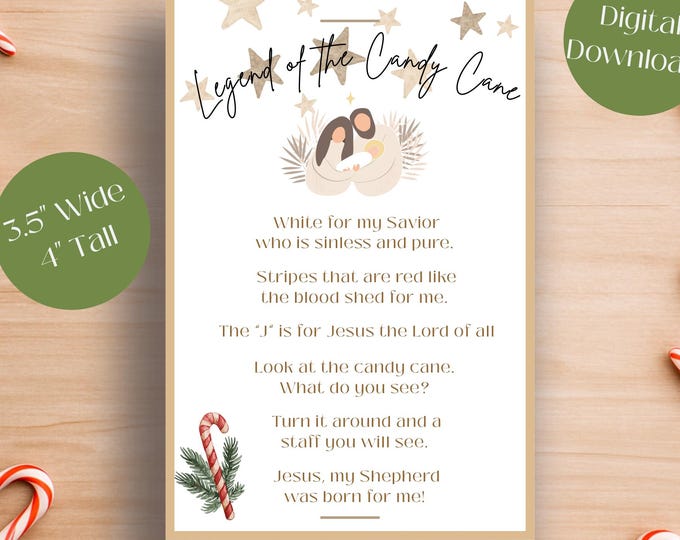 Legend of the Candy Cane Nativity, Card for Witnessing at Christmas ...