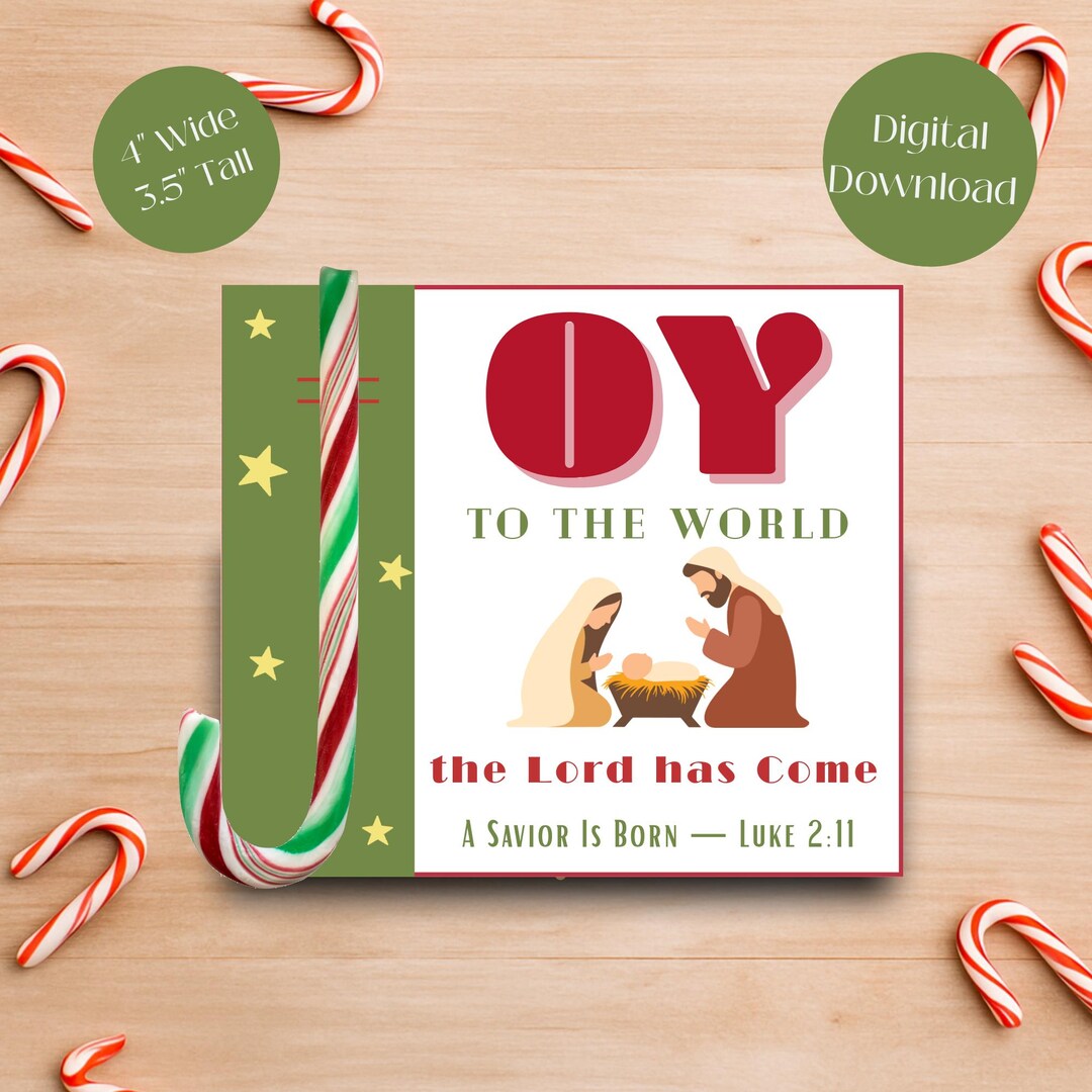 Printable Nativity Candy Cane Holder – Joy to the World Holiday Favor ...