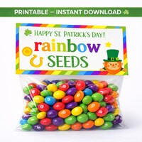 Printable RAINBOW SEEDS Bag Toppers for Candy Party Favors | St Patrick ...