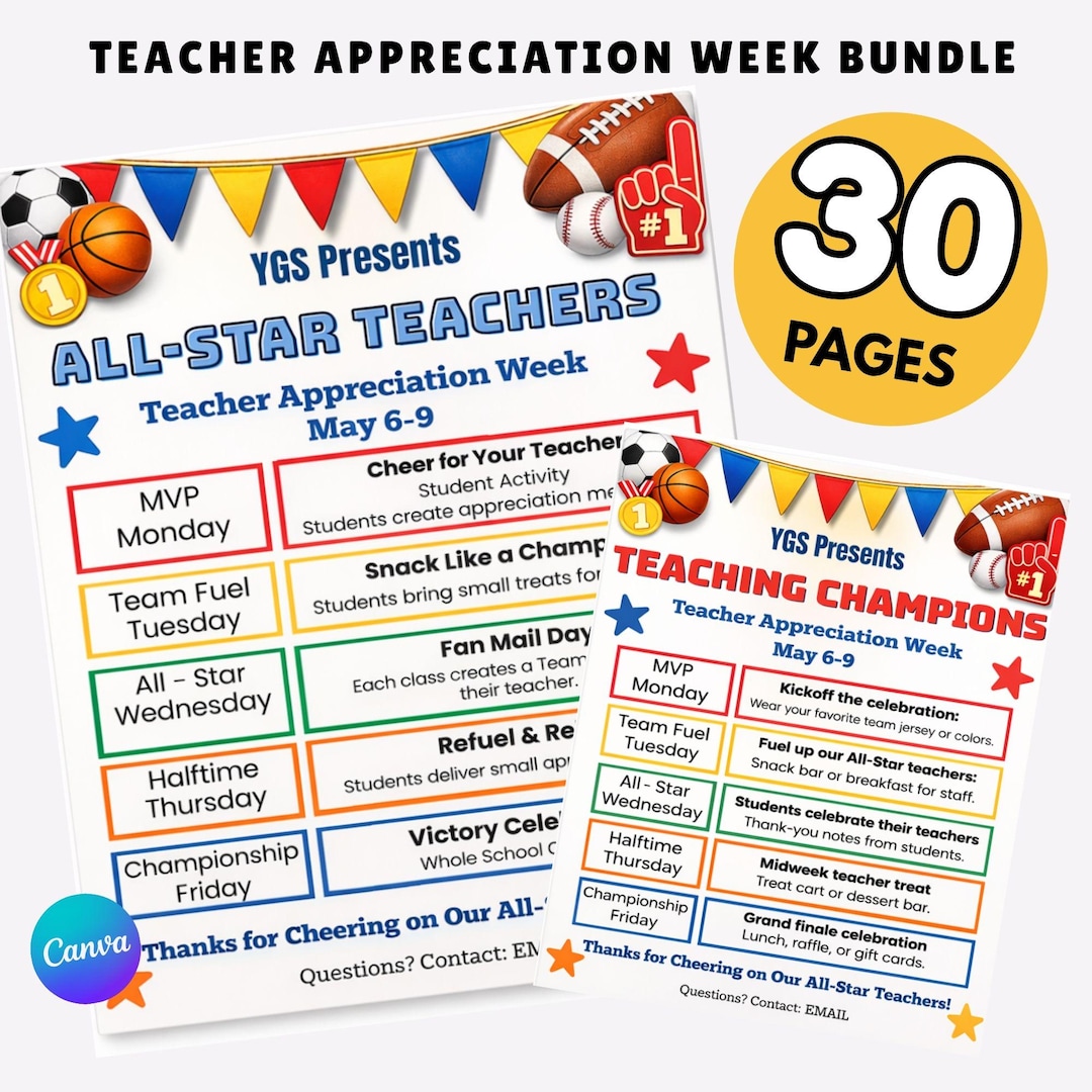 Sports Theme Teacher Appreciation Bundle | All-star MVP Appreciation ...