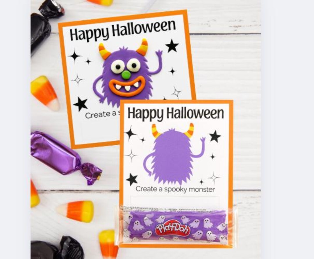 Printable Monster Play-doh Halloween Favor Tag (digital Download) - Etsy
