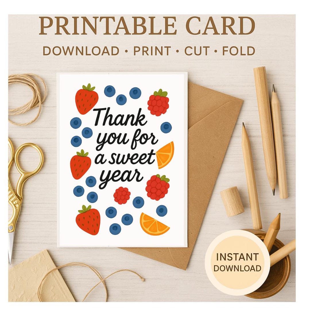 Printable Teacher Thank You Card | End of Year Foldable Card | Instant ...