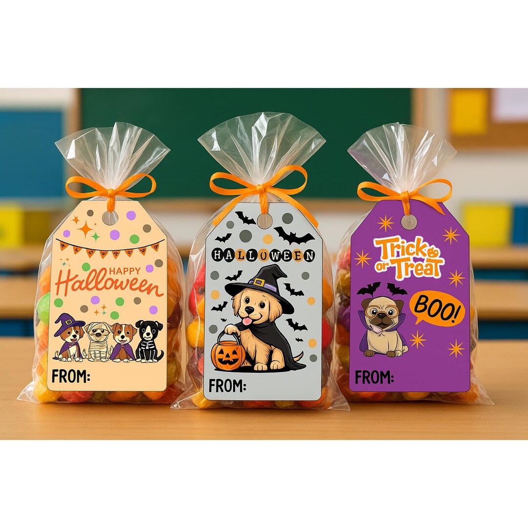 Halloween Dog Gift Tags | Printable Classroom Treat Bag Labels ...