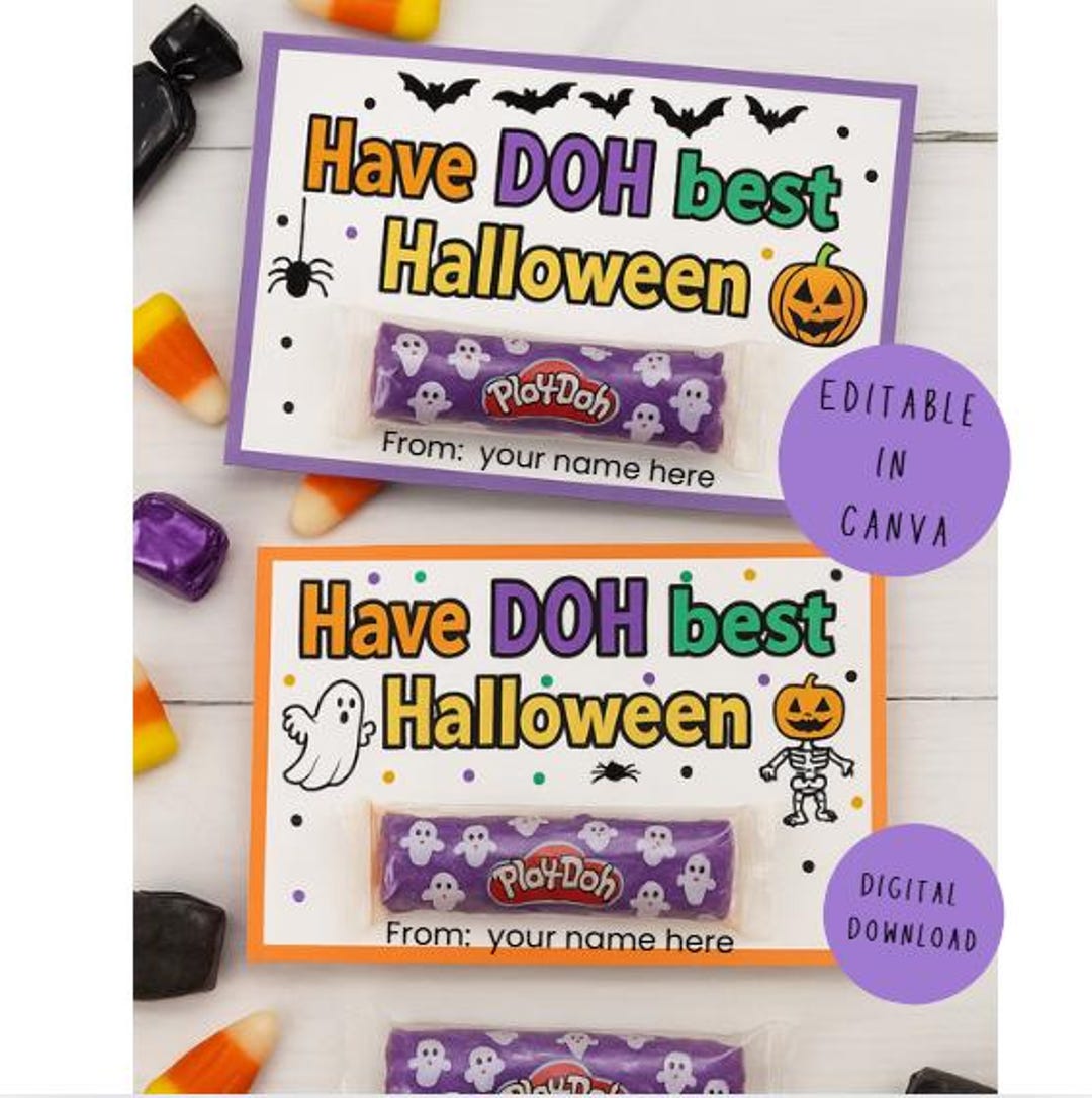 Editable Halloween Play Doh Printable Holder, Halloween Play Doh Favors ...