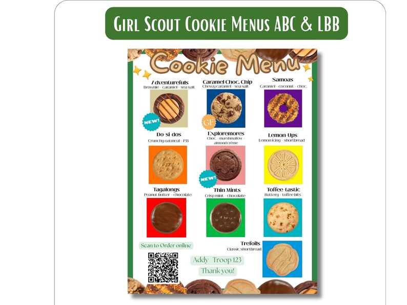 Girl Scout Cookie Booth Menu • Cookie Line up - ABC - LBB - Etsy
