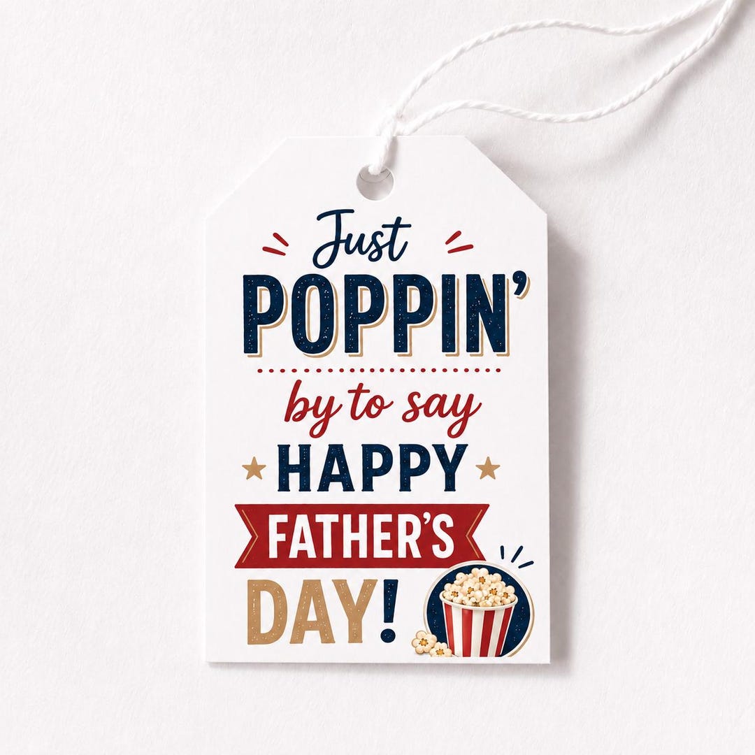 Father's Day Popcorn Gift Tag, Just Poppin' by (digital Download) - Etsy