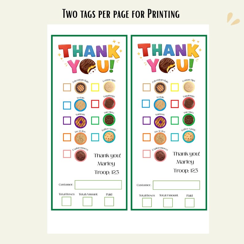 Girl Scout Cookie Thank You Cards - Order Form, Abc & Lbb (png, Canva ...