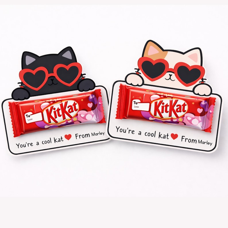 Cat Valentine Tags — Classroom Valentines — Kids Valentine Favors ...