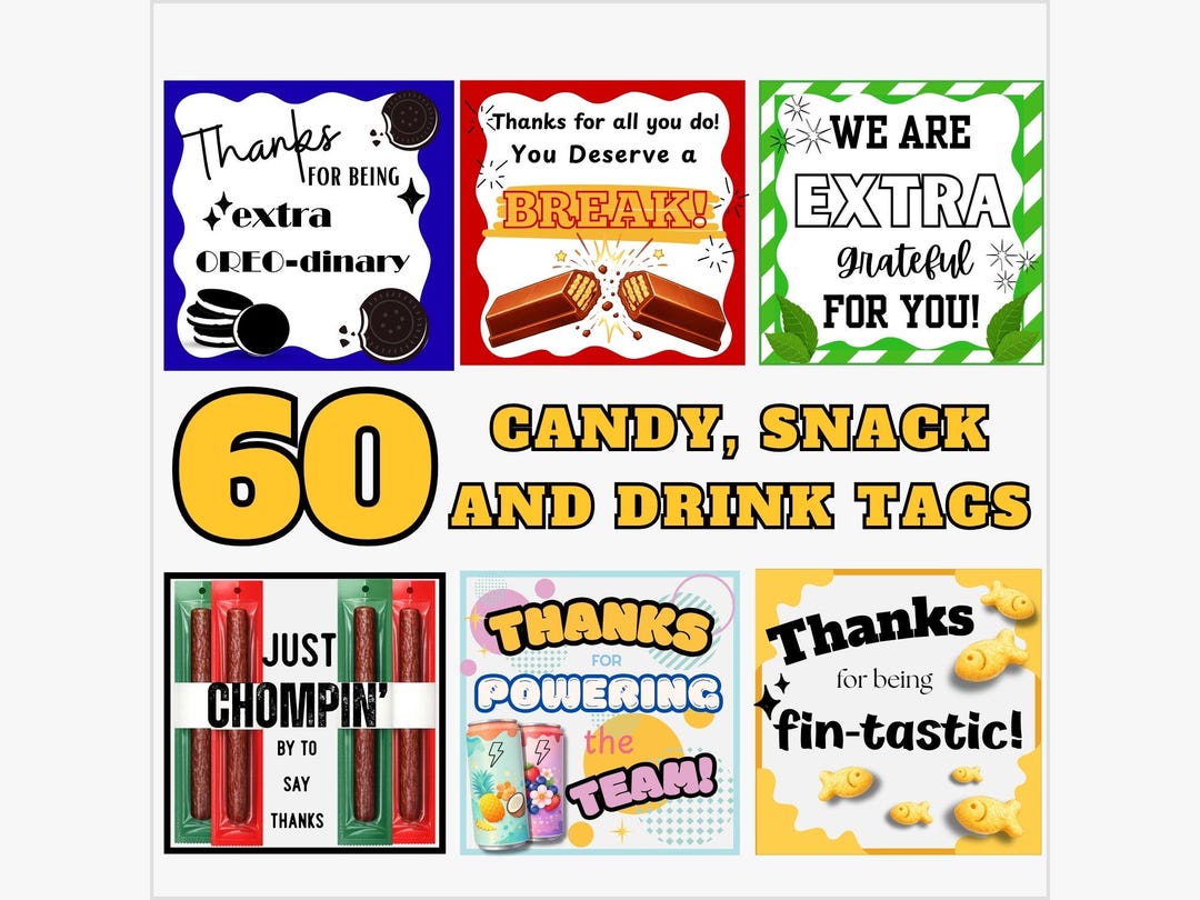 Employee Appreciation Treat Tags, Staff Thank You Candy Tags, Printable ...