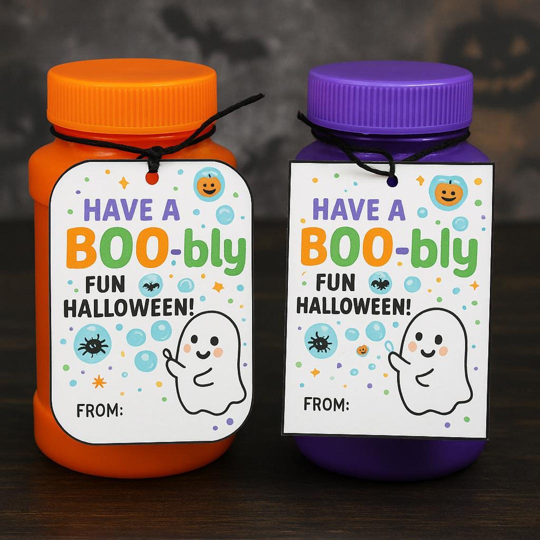 Halloween Bubble Favor Tags | Printable Party Class Gift (digital ...