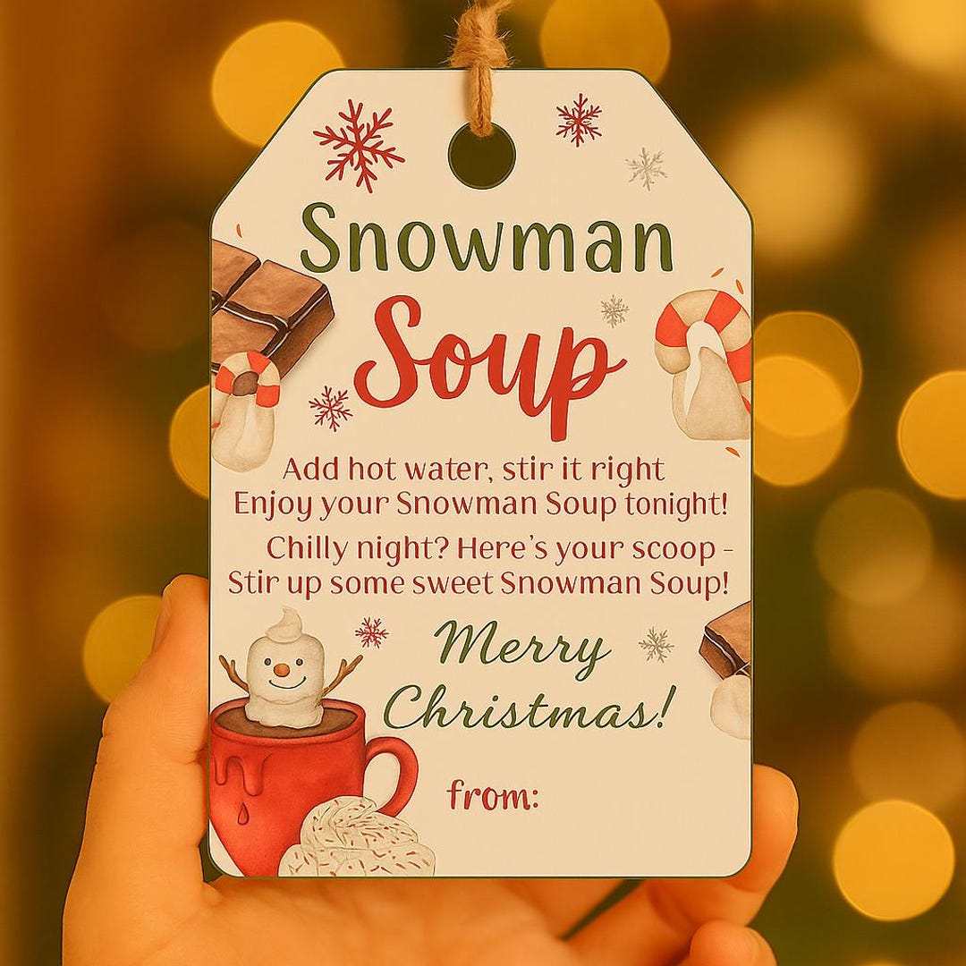 Snowman Soup Gift Tag • Hot Cocoa Favor Label (digital Download) - Etsy