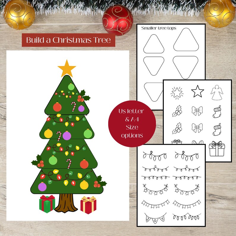 Build a Christmas Tree Craft Printable – Preschool Activity - Color Cut ...