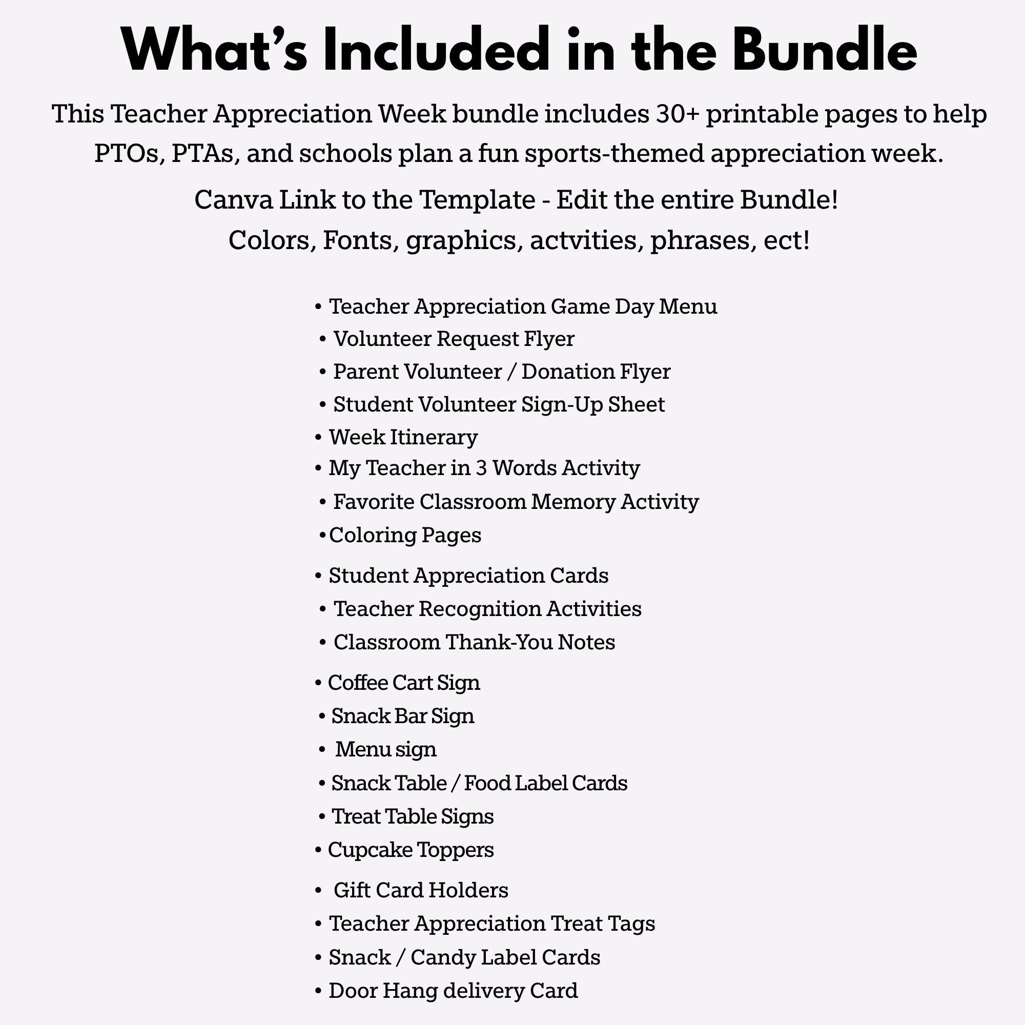 Editable Teacher Appreciation Week Bundle |(digital Download) - Etsy