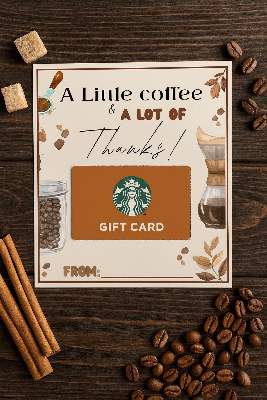 Printable Coffee Gift Card Holder: Appreciation Thank You - Etsy