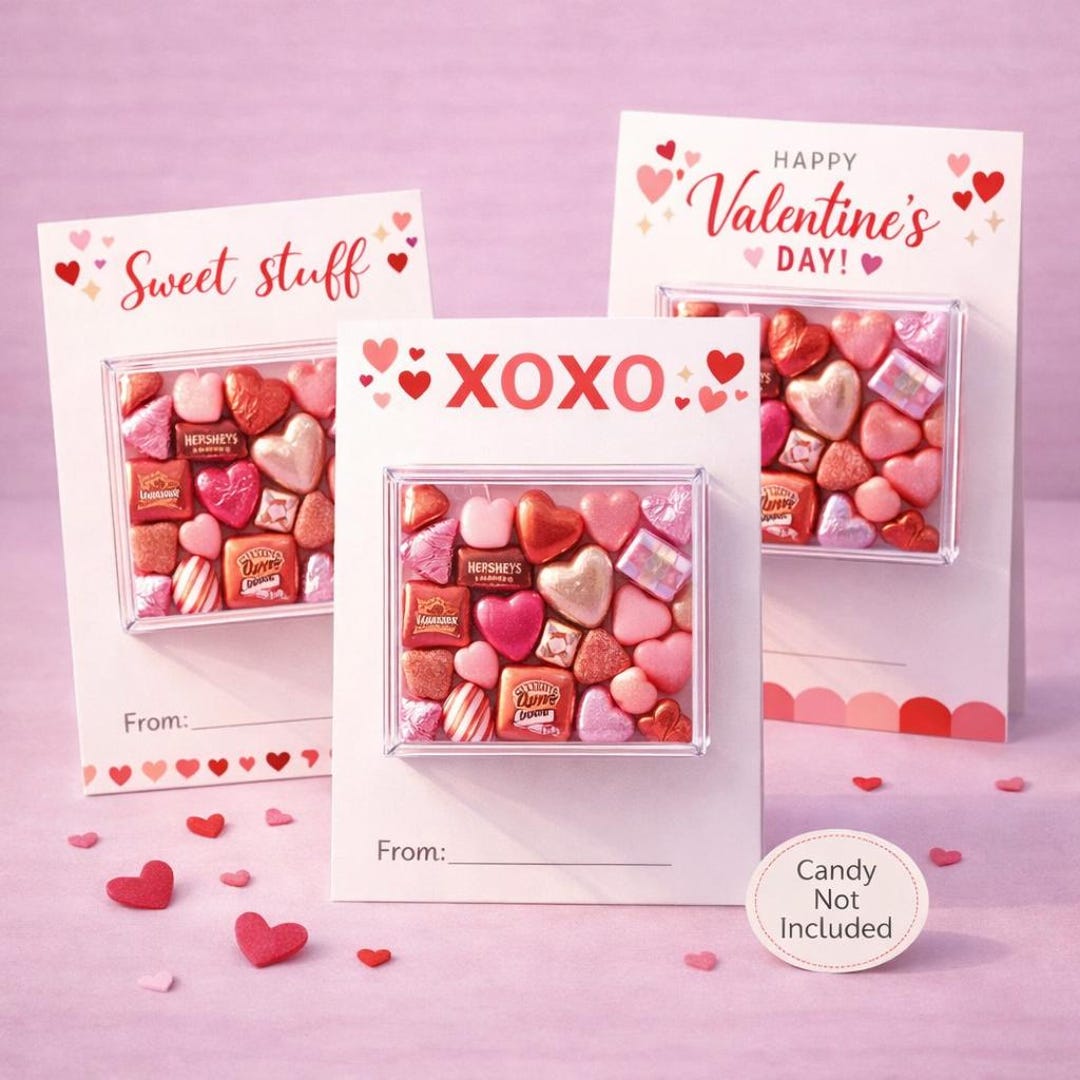 Printable Valentine Treat Card – Candy Box Holder, Classroom Gift ...