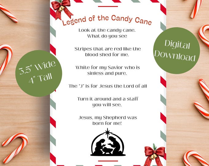 Legend of the Candy Cane Nativity, Card for Witnessing at Christmas ...