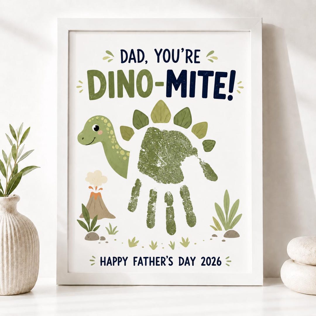 Dinosaur Handprint Craft, Dino-mite Dad Keepsake, Father's Day ...