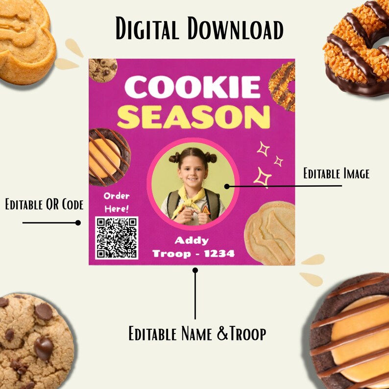 Editable Girl Scouts Cookie Business Card Template • 2026 Editable ...