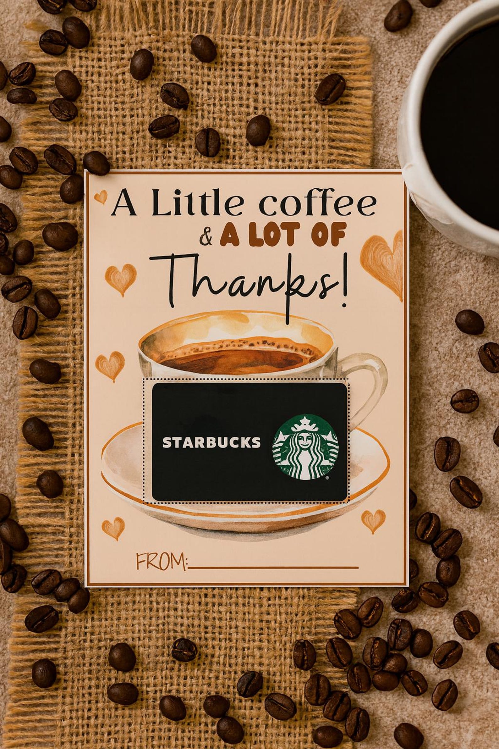 Printable Coffee Gift Card Holder: Teacher Appreciation Thank You (PDF ...